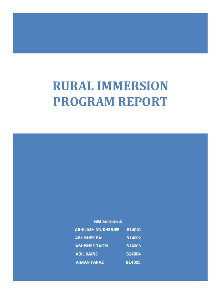 Rural Immersion Program Report - Roll No b14001 To b14005 - Aid | PDF ...