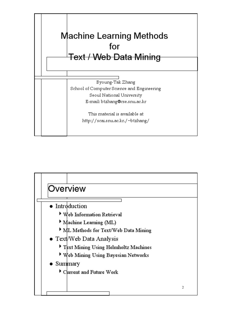 Machine Learning For Text and Web Mining | PDF | Bayesian Network ...