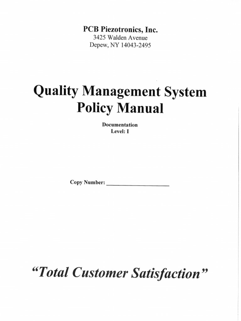 Quality Policy Manual QSM Rev I | PDF | Quality Management System ...