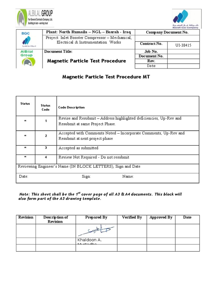 Magnetic Particle Test Procedure Magnetic Particle Test Procedure MT ...