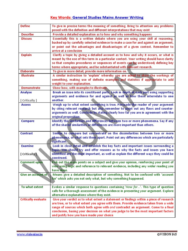 Keywords GS Mains Answer Writing WWW - Visionias.in | Download Free PDF ...