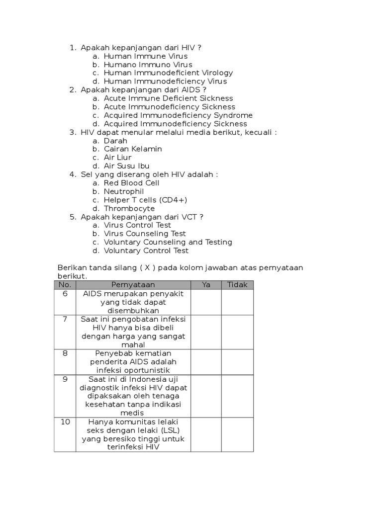 Kuesioner HIV | PDF