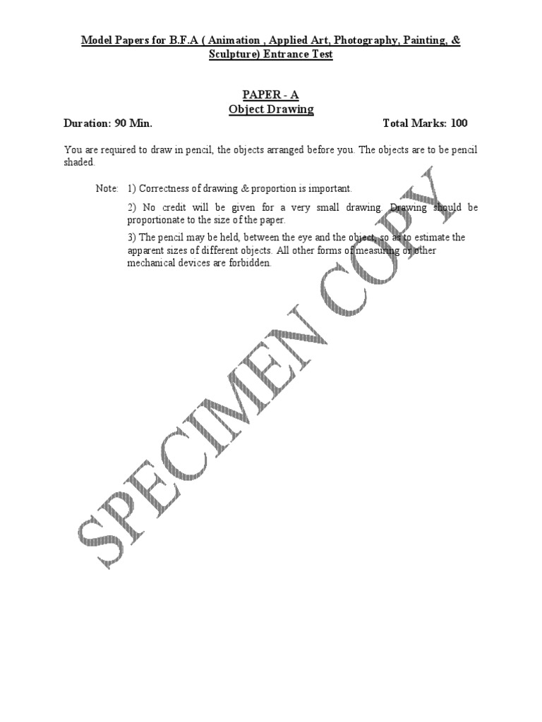 BFA Model Paper | PDF | Paintings | Sculpture