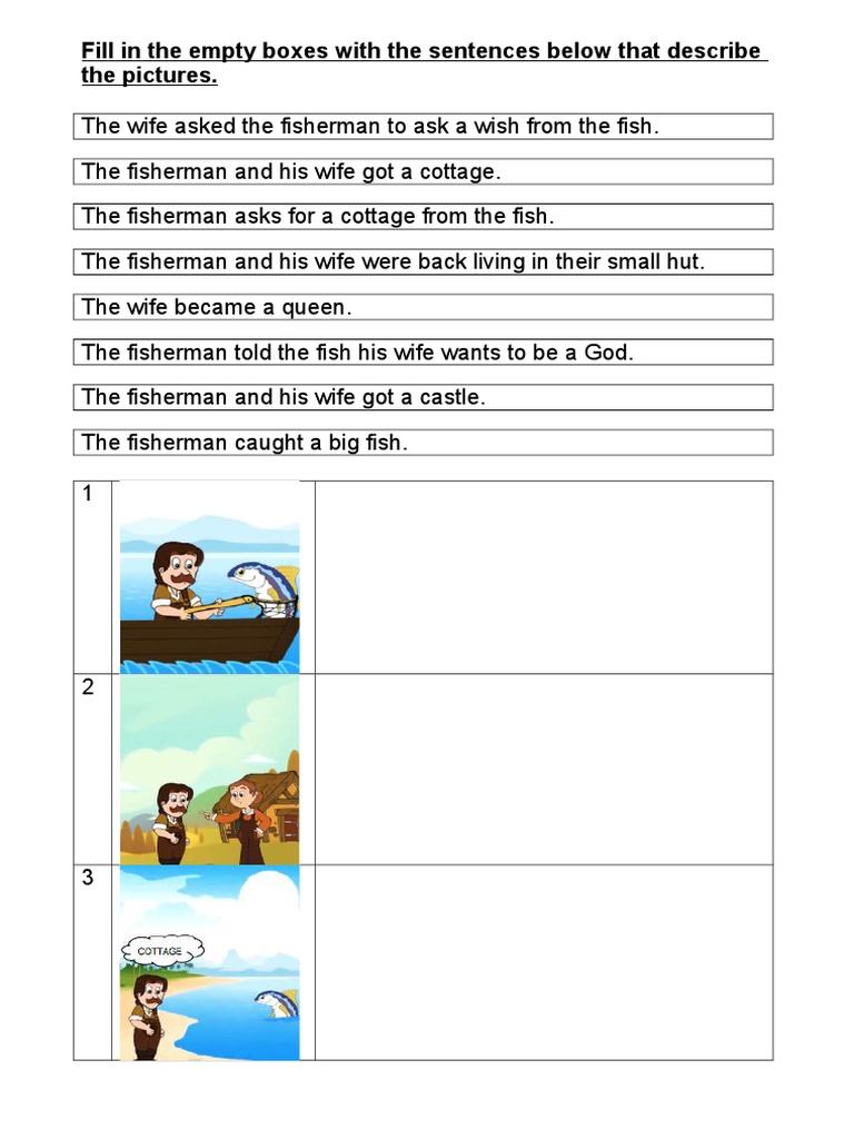 The Fisherman and His Wife Worksheet | PDF