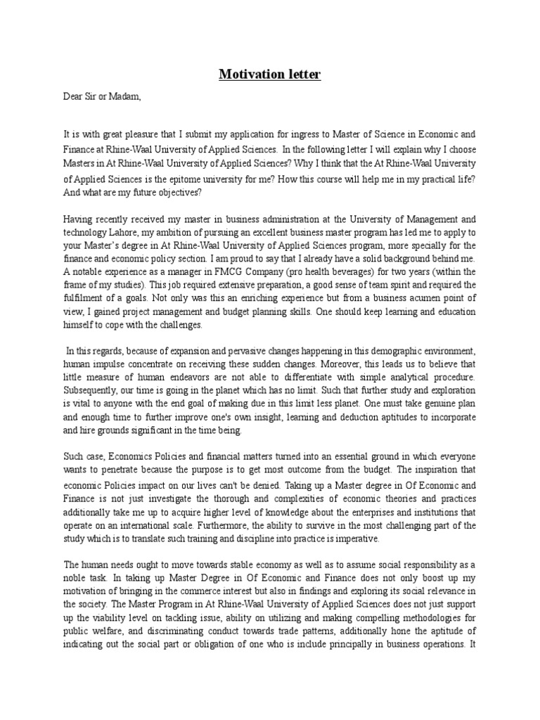 Letter of Motivation | PDF