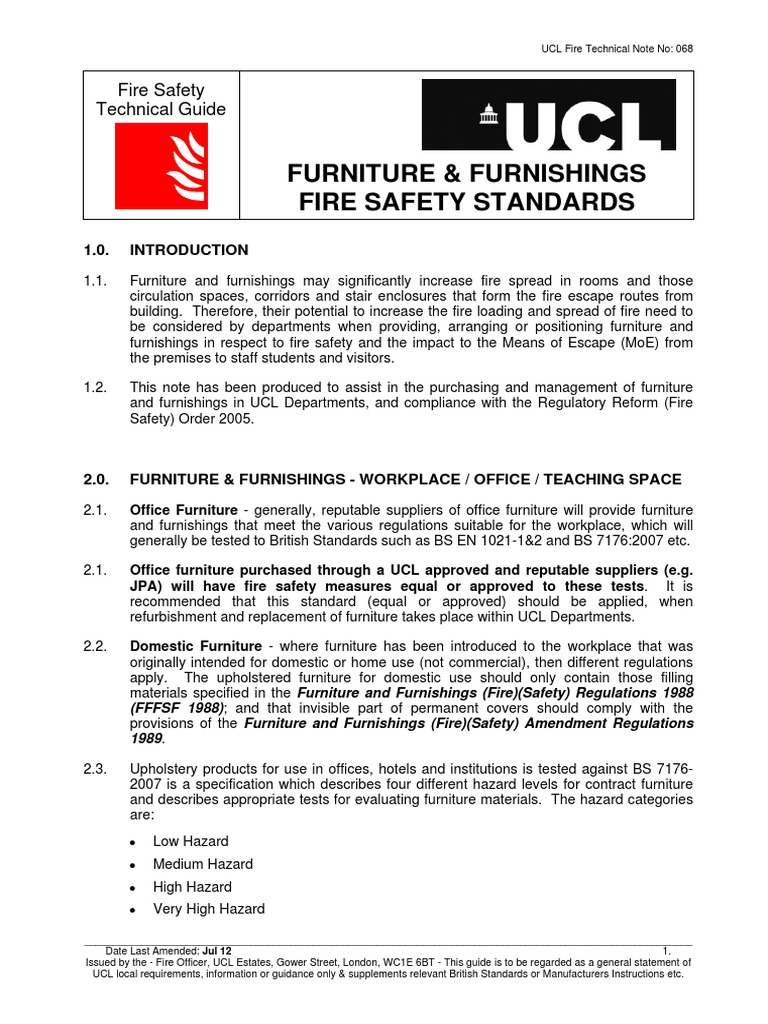 Guidance on Meeting Furniture and Furnishings Fire Safety Standards in ...