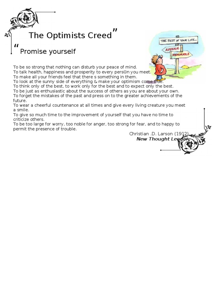The Optimists Creed | PDF