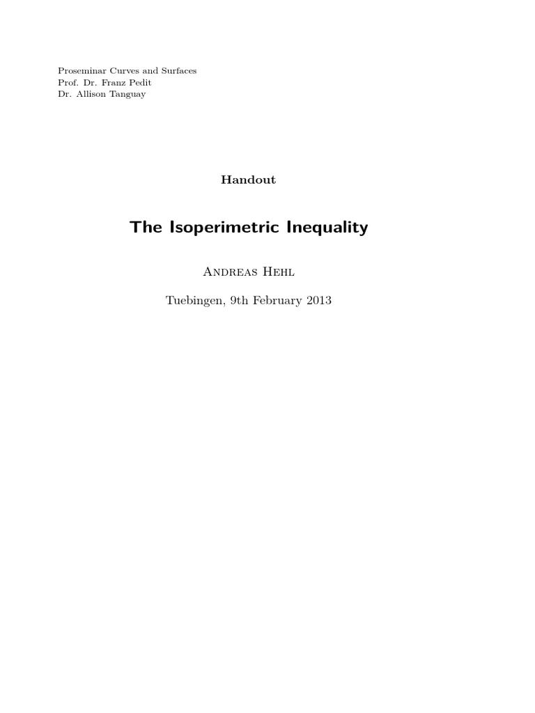 Isoperimetric Inequality | PDF | Mathematical Analysis | Space