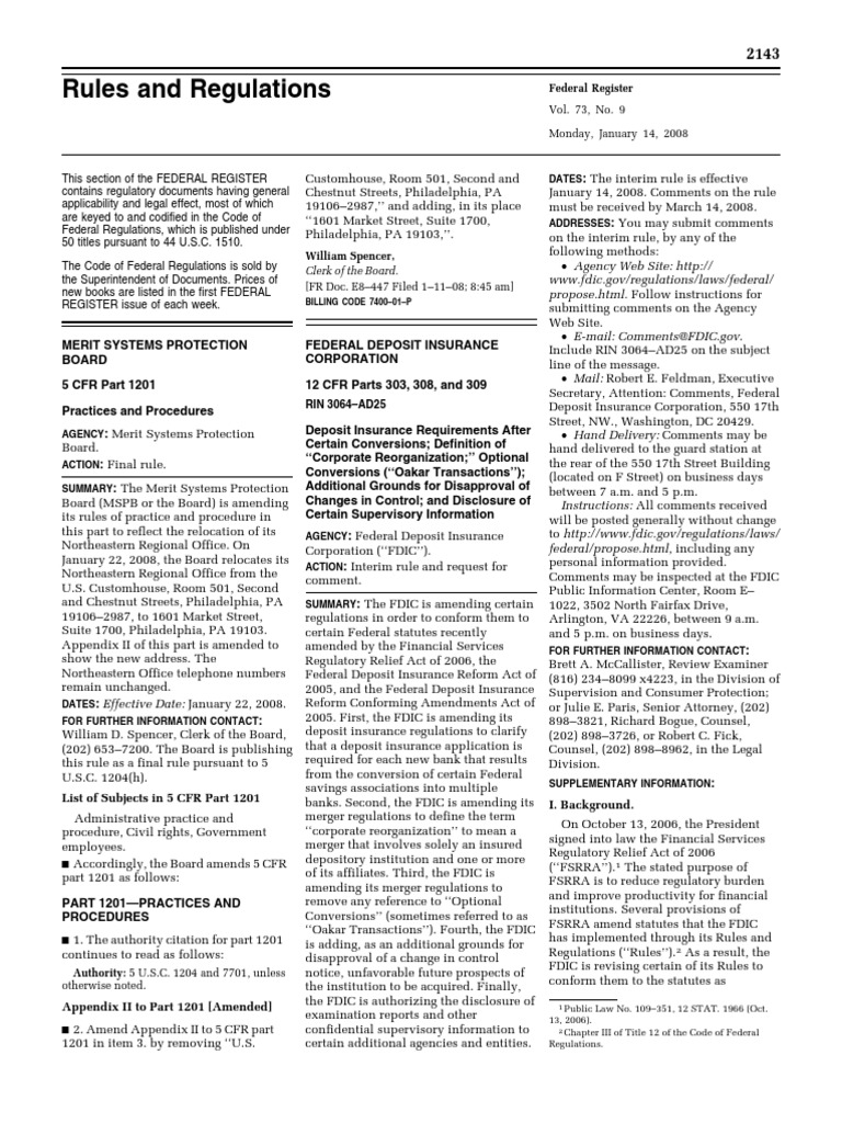 Rules and Regulations: WWW - Fdic.gov/regulations/laws/federal/ Propose ...