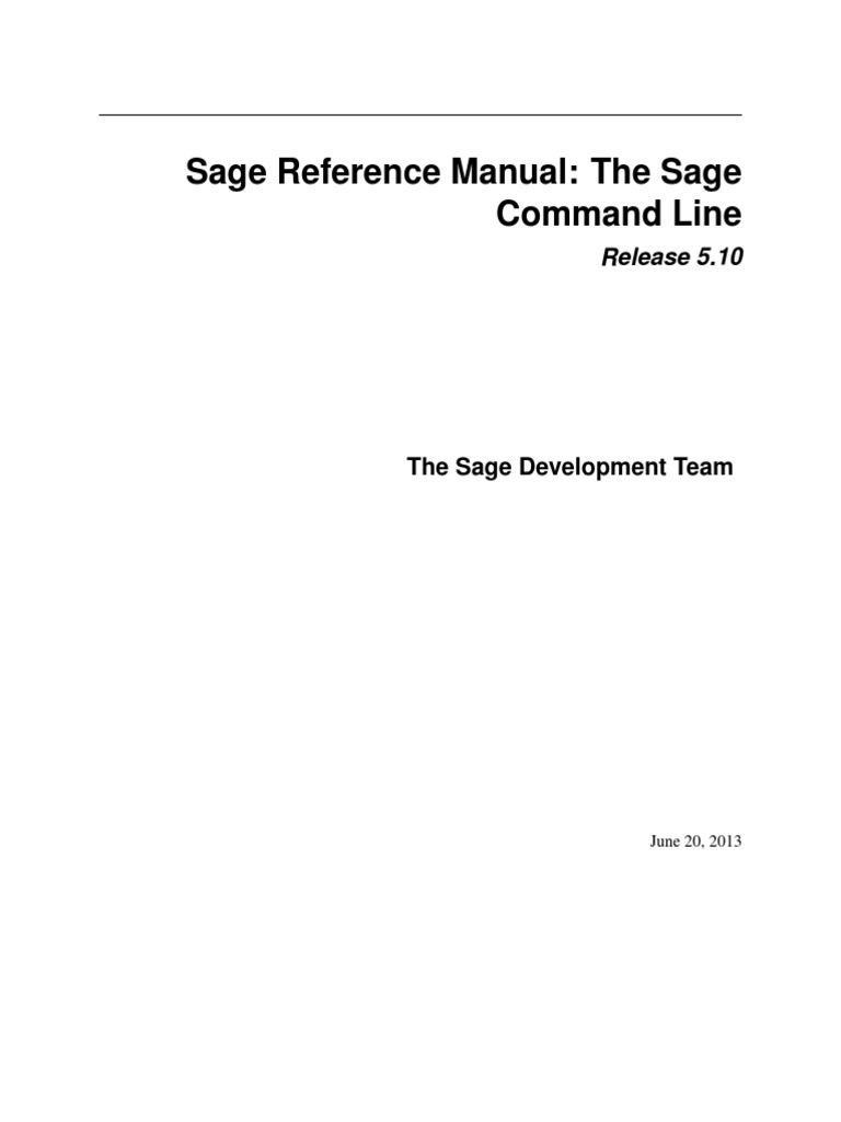 Sage Reference Manual | PDF | Command Line Interface | Scripting Language