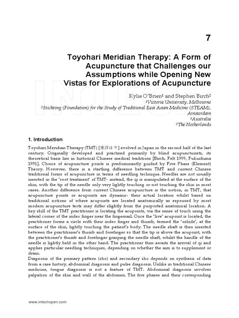 Toyohari Meridian Therapy | PDF | Acupuncture | Traditional Chinese ...