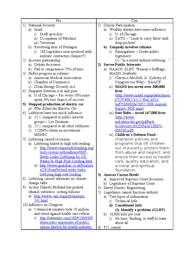Pro 1) National Security A) Israel I) | PDF | United States Congress ...