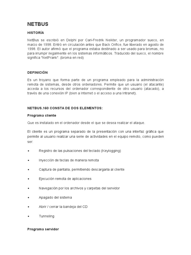 NETBUS | PDF | Software | Software del sistema