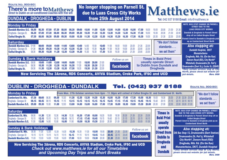 Dundalk-Dublin Bus Timetable | PDF | Dublin | Rail Transport