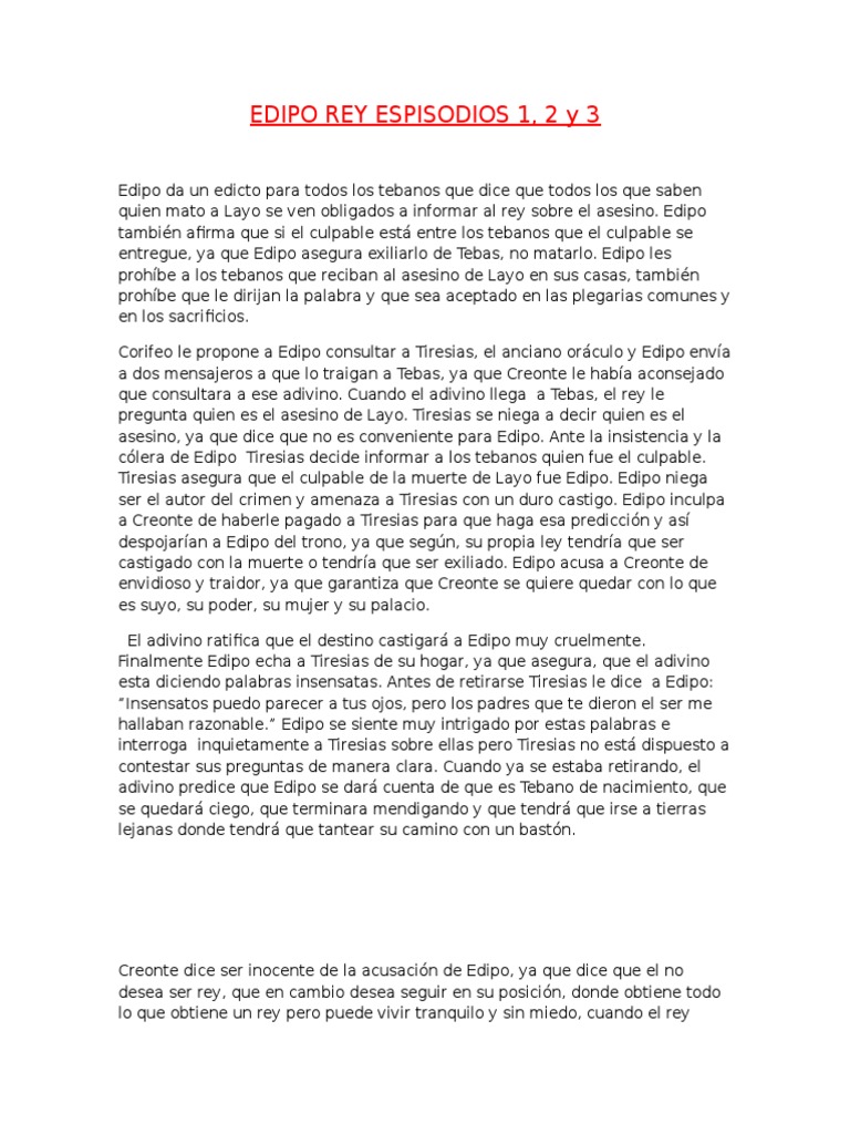 Resumen Edipo Rey Episodios 1 2 y 3 | Edipo | Violencia