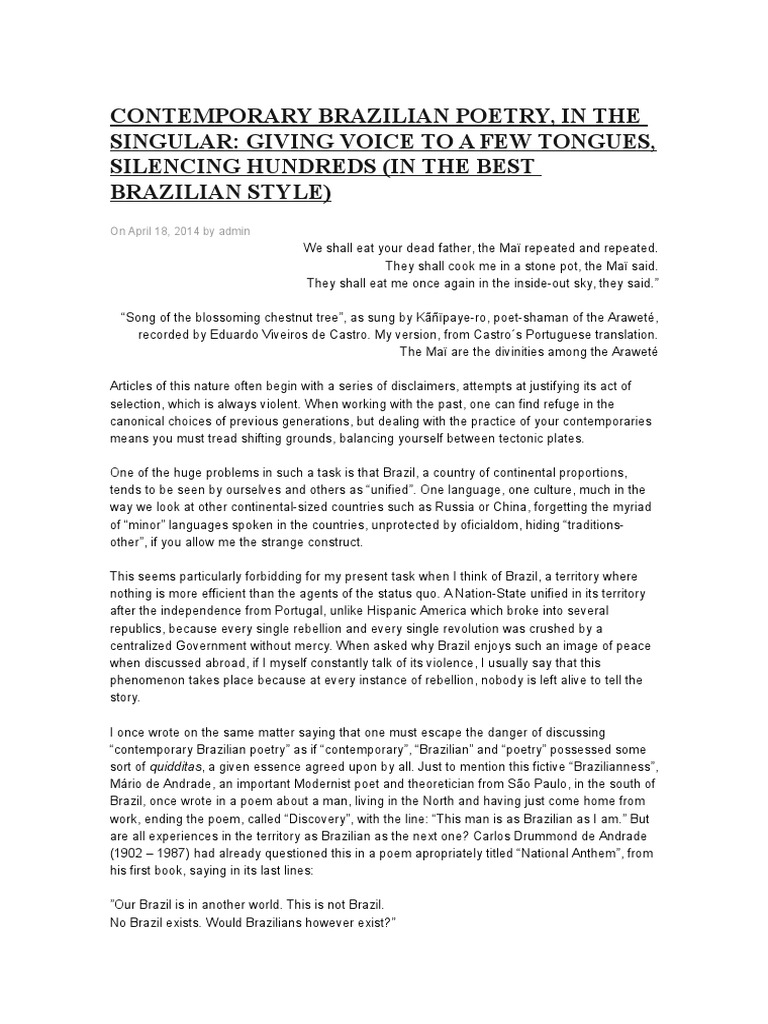 Contemporary Brazilian Poetry | PDF | Poetry | Satire