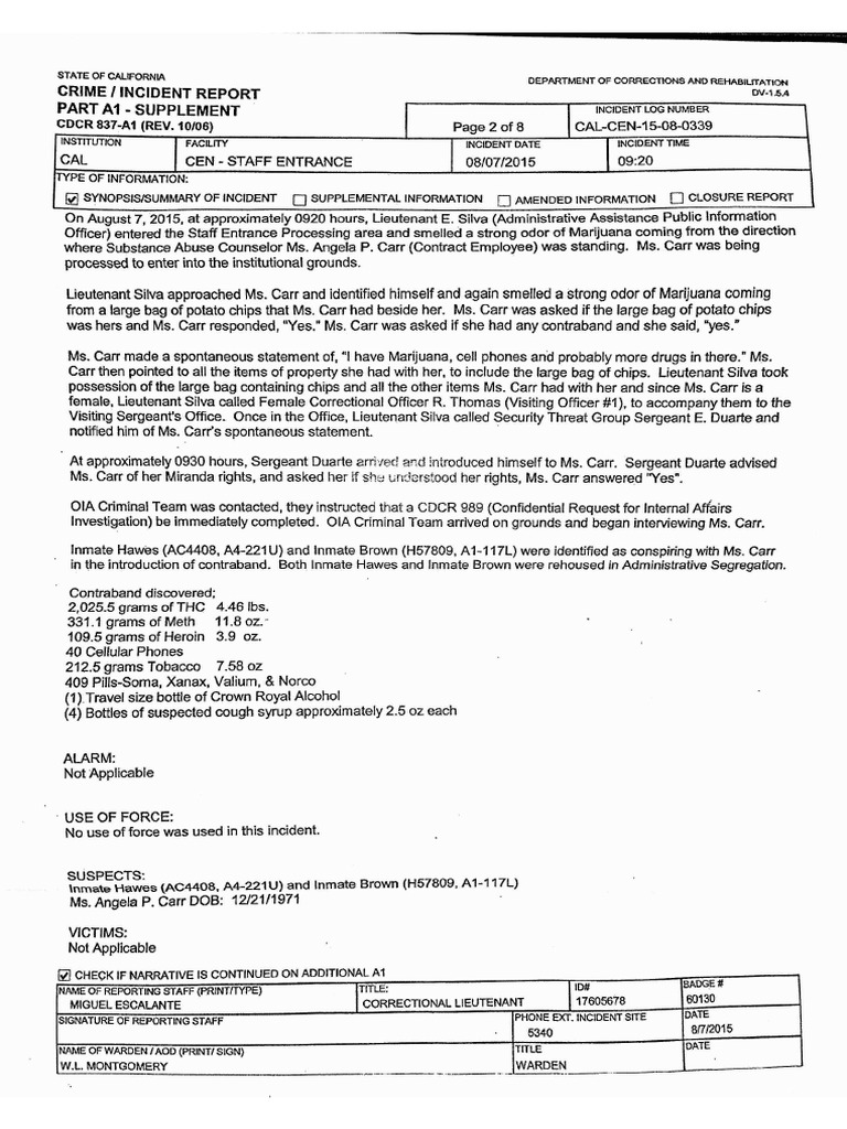 Calipatria Incident Report | PDF