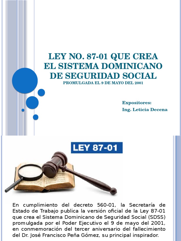 Presentacion Ley 87-01 | PDF | Pensión | Fondo de pensiones