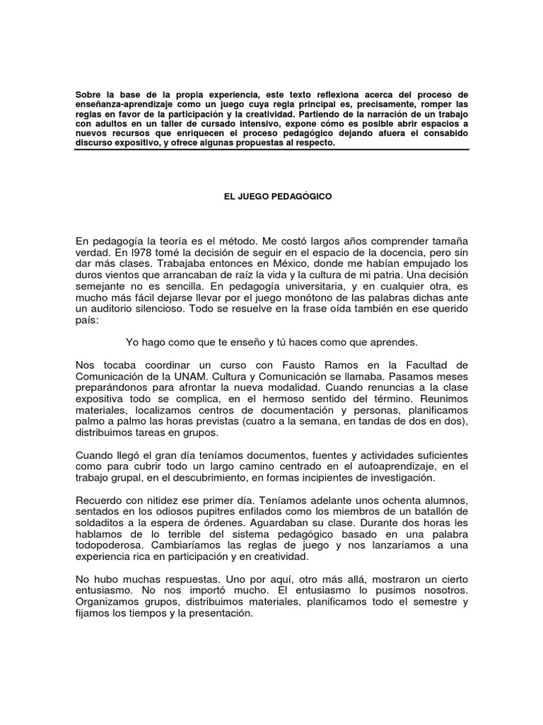 PRIETO CASTILLO Juego Pedago - Gico | PDF | Concepto | Método científico