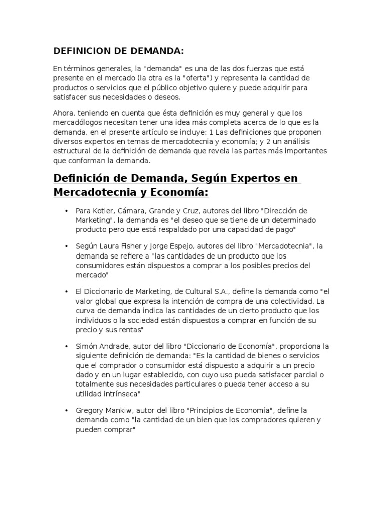 Definicion de Demanda | Producto (Negocio) | Bienes
