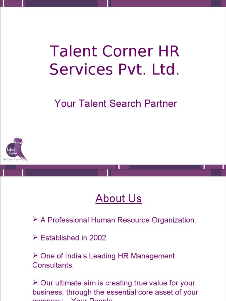 Talent Corner HR Services Pvt Ltd. | Human Resource Management ...