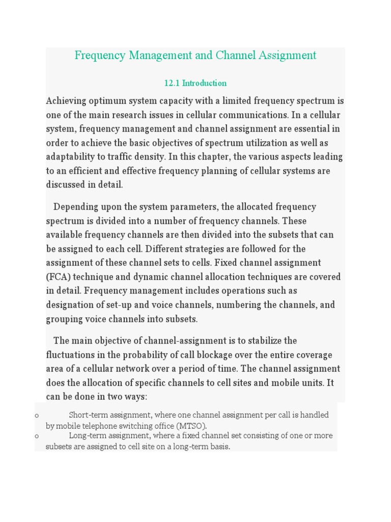 Frequency Management and Channel Assignment | PDF | Cellular Network ...