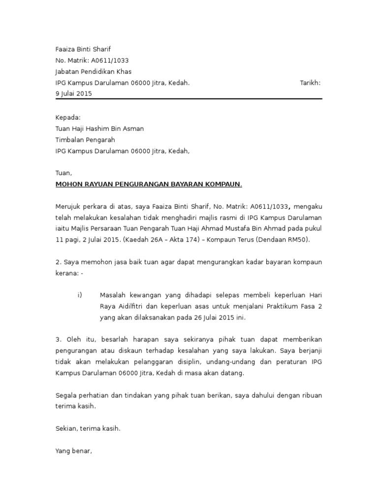 Contoh Surat Rasmi | PDF