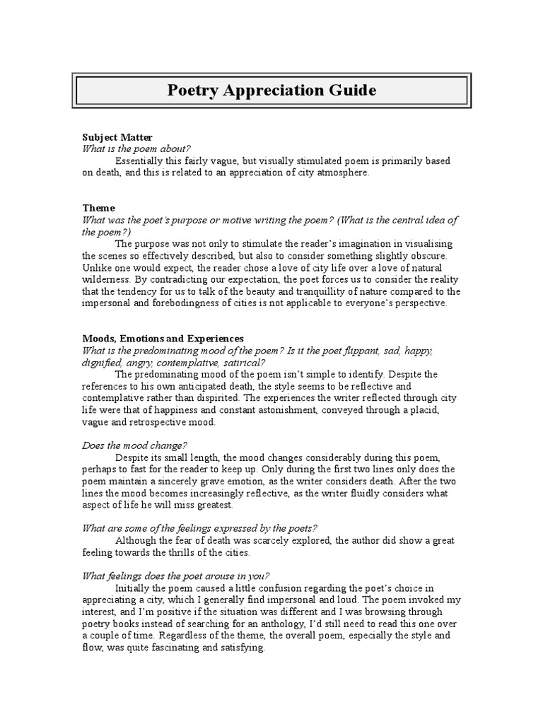 Guide to Poetry Appreciation | PDF | Poetry | Classics