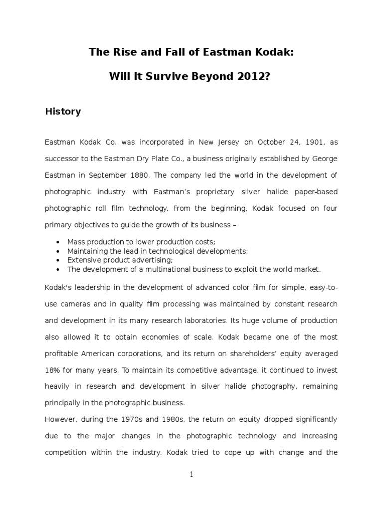 Kodak's Rise and Fall: A Case Study | PDF | Digital Imaging | Strategic ...