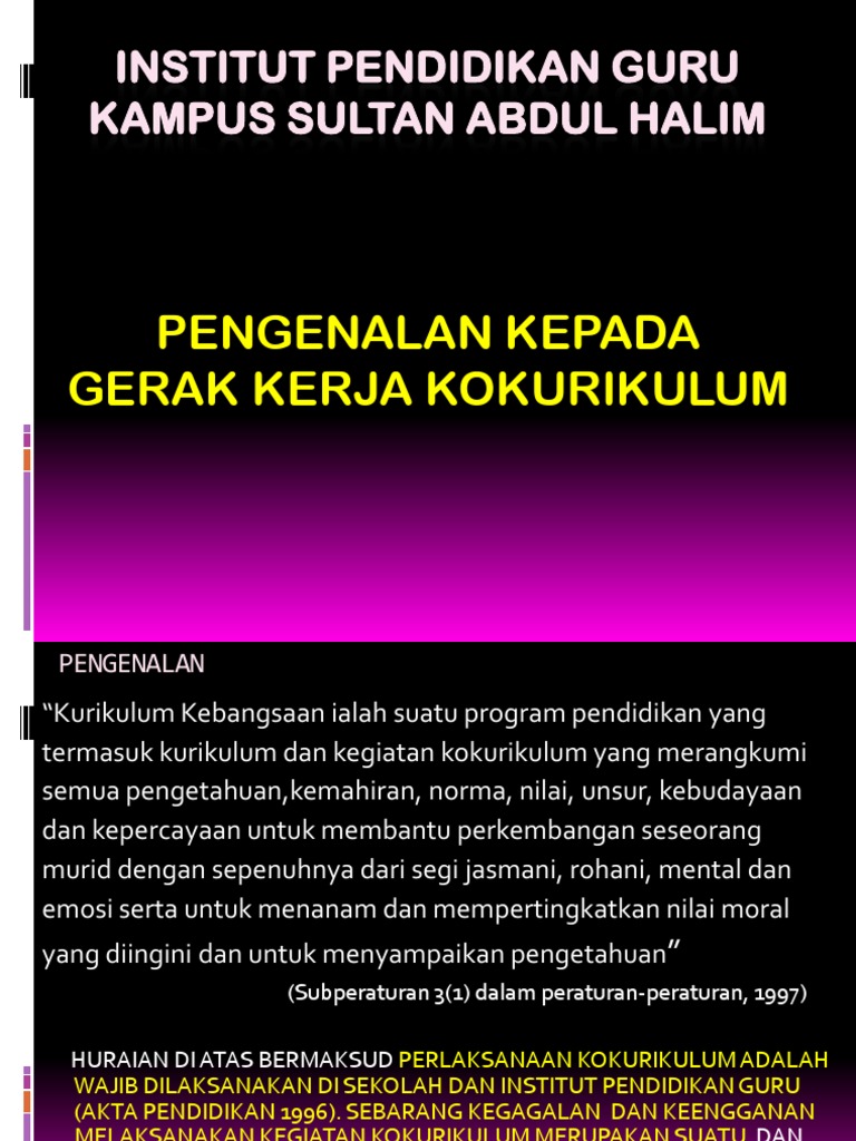 Tajuk 1 Pengenalan Pengurusan Kokurikulum | PDF | Bisnis | Gaya Hidup