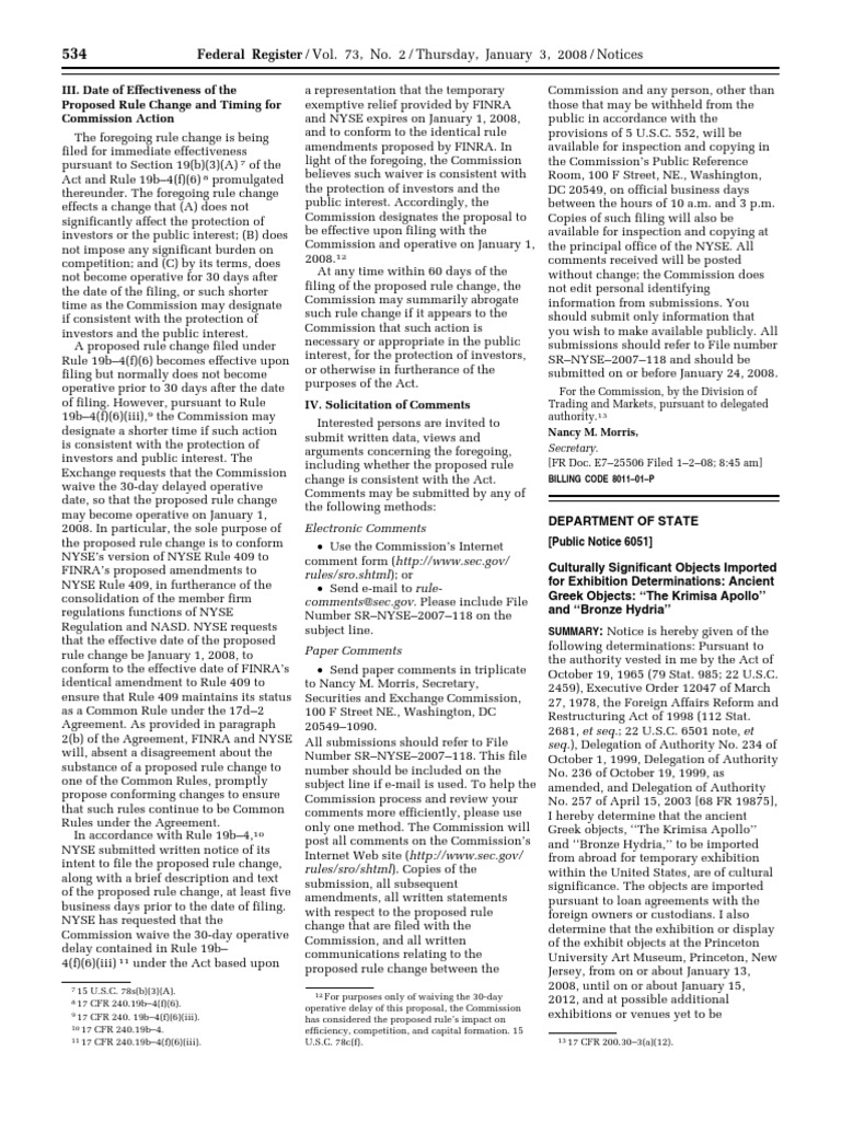 Notice: Culturally Significant Objects Imported For Exhibition ...