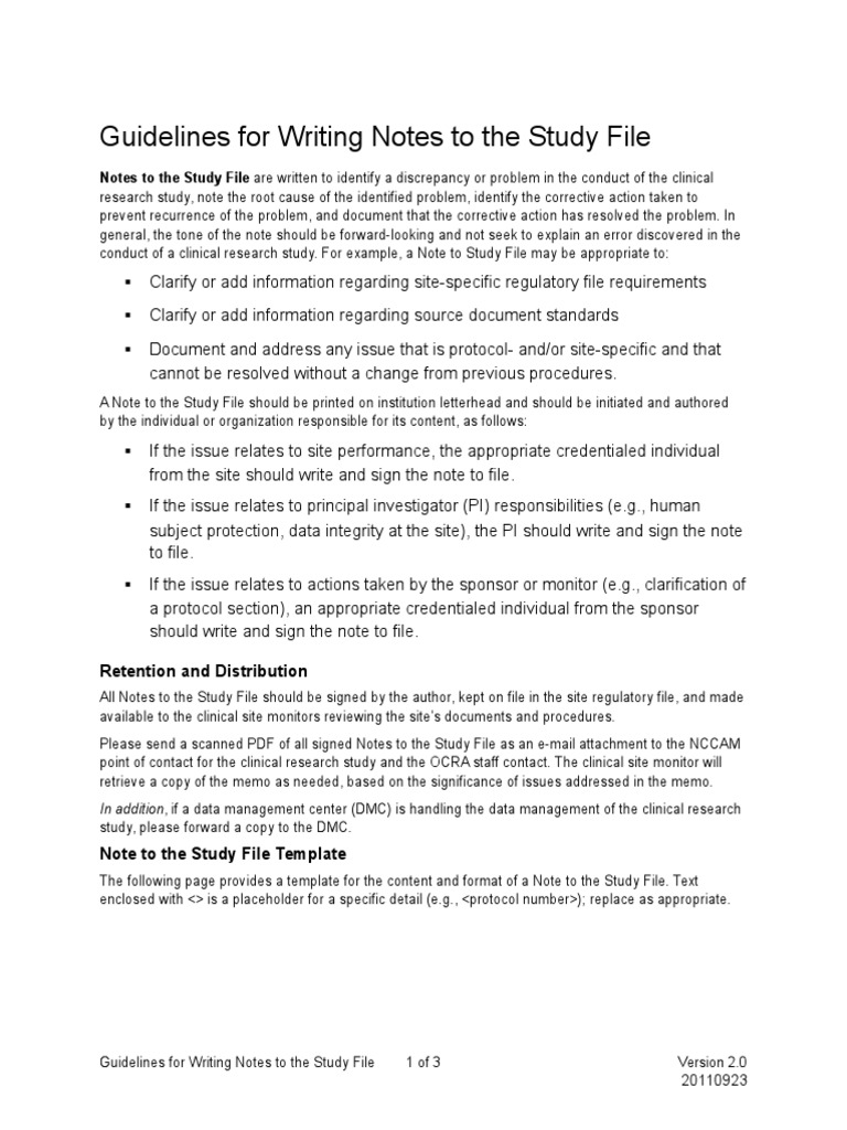 Notes To File Guidance 04-20-12 | PDF | Clinical Trial | Computing