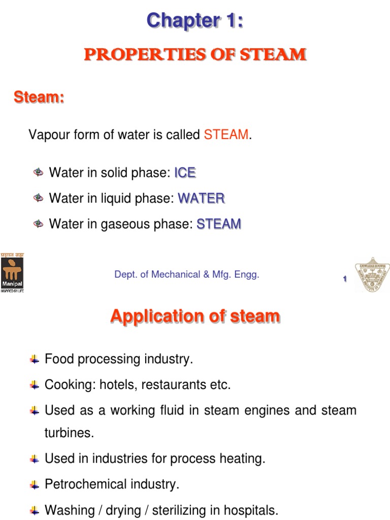 01 Properties of Steam | PDF | Steam | Boiler