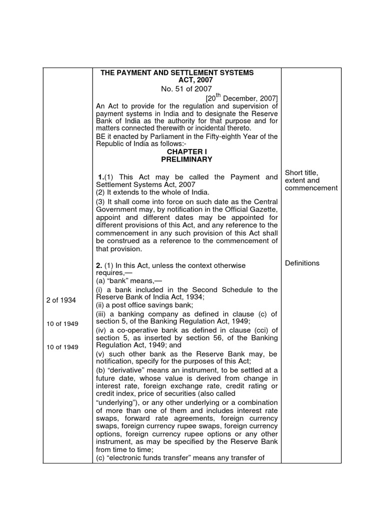 Payment and Settlement Systems Act 2007 | PDF | Reserve Bank Of Australia | Payments