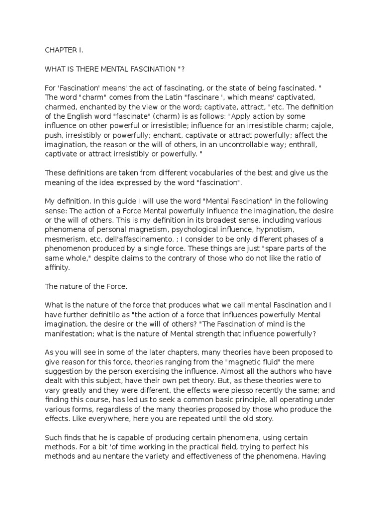 Mental Fascination Translated | PDF | Hypnosis | Theory