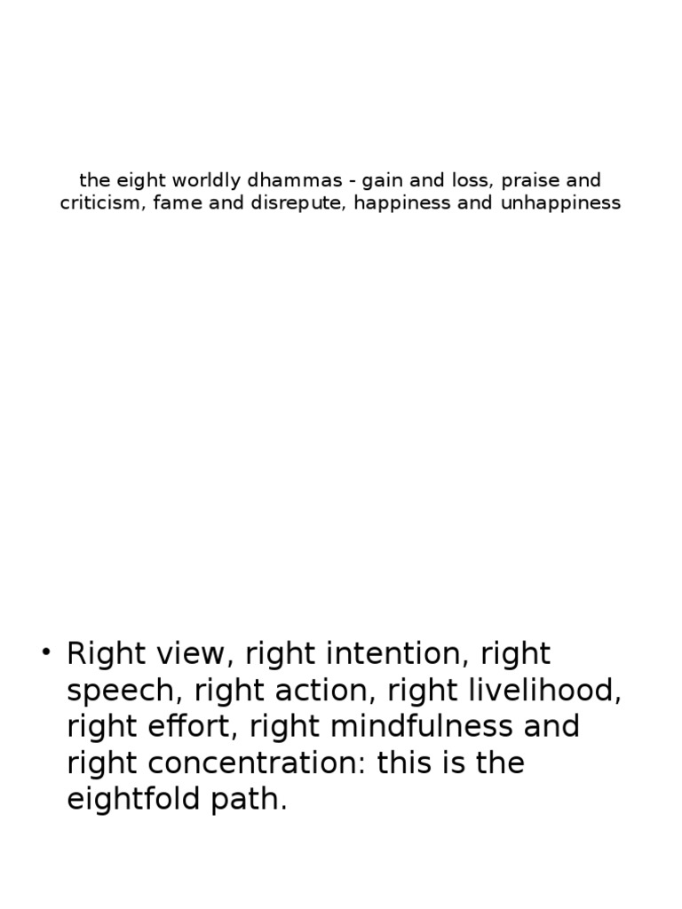 Understanding the Eight Worldly Dhammas | PDF | Self-Improvement