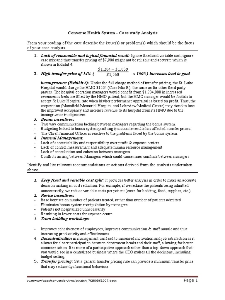 Converse Health System | PDF | Hospital | Incentive