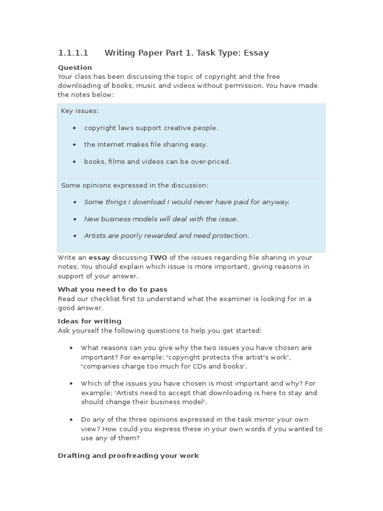 Writing Paper Part 1 CAE | PDF | Essays | Copyright