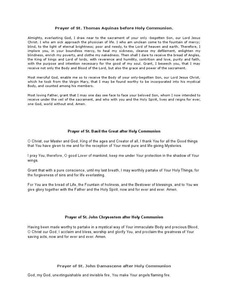 Prayers Before and After Communion | PDF | Eucharist | Christian ...