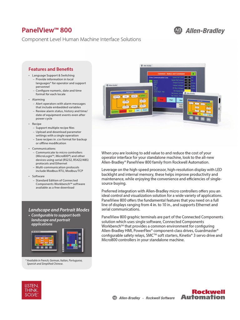 PanelView 800 Product Profile | Communications Protocols | Microcontroller