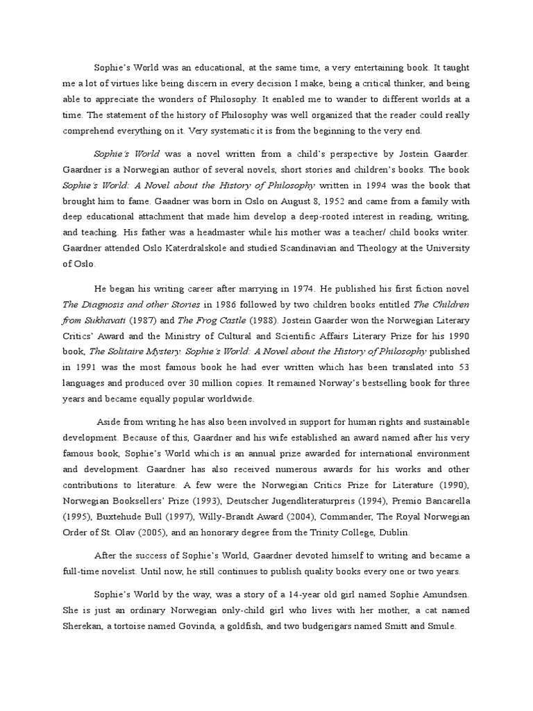 Sophie's World Book Review | PDF | Socrates | Epistemology