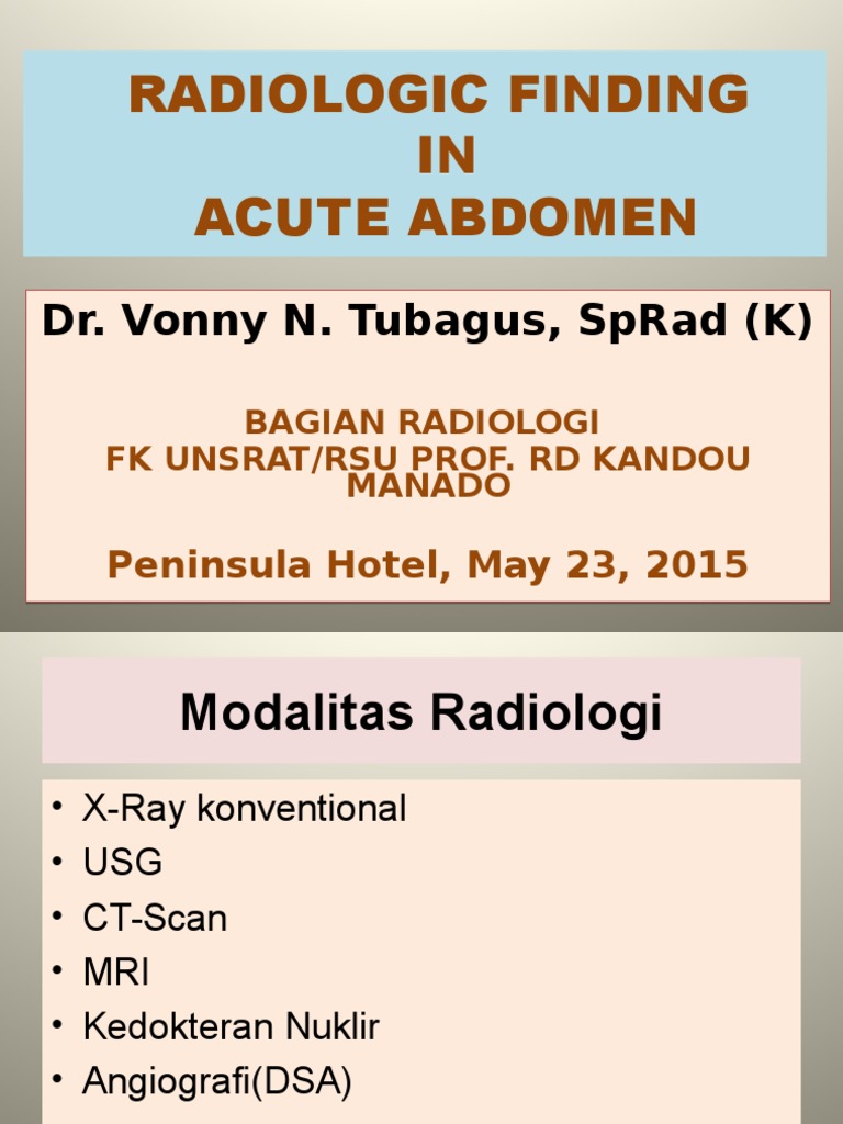 Radiologi Akut Abdomen | PDF | CT Scan | Sistem Pencernaan