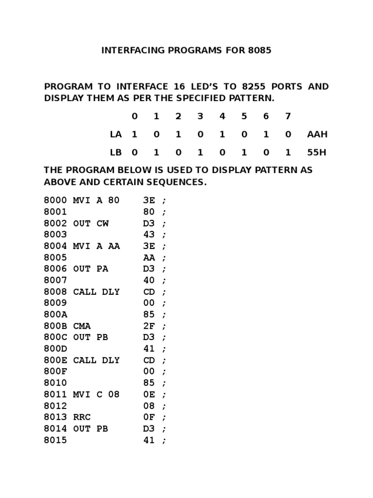 Interfacing Programs For 8085 | PDF | Electric Current | Magnetic Field