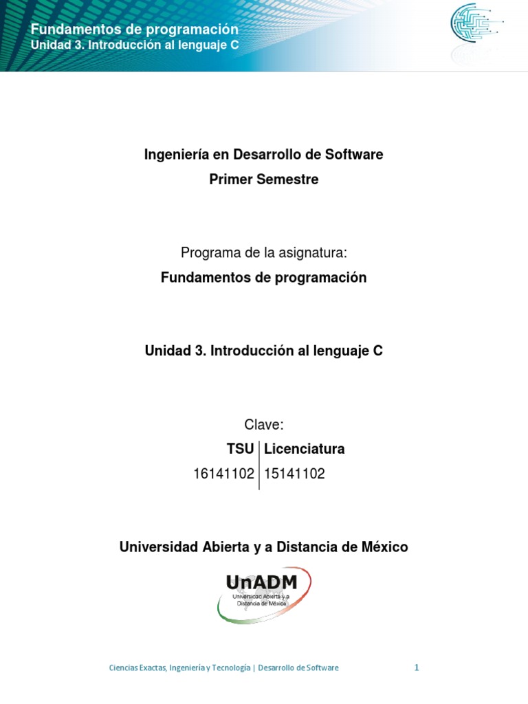 Unidad 3. Introduccion Al Lenguaje C | PDF | Programa de computadora ...