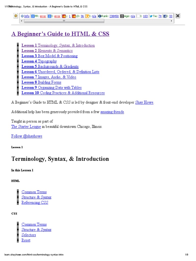 A Beginners Guide To HTML & CSS | PDF | Html Element | Hyperlink