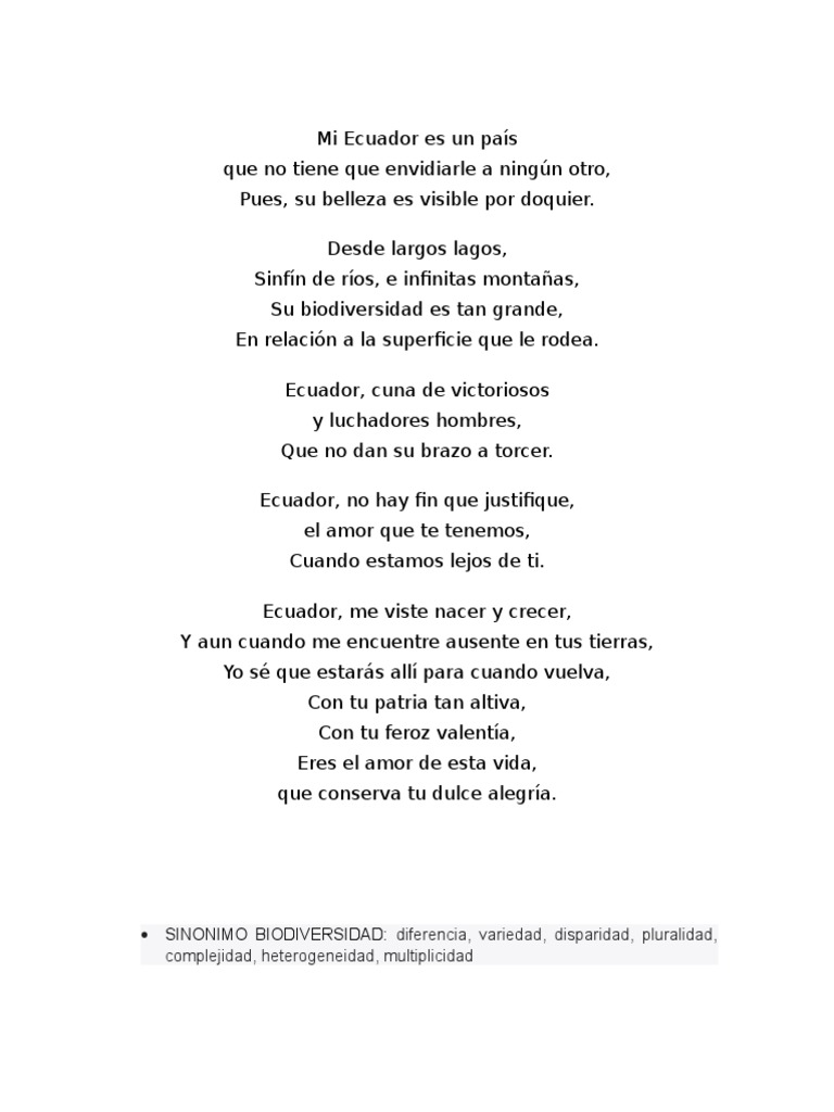 Poema Alusivo A Ecuador | PDF