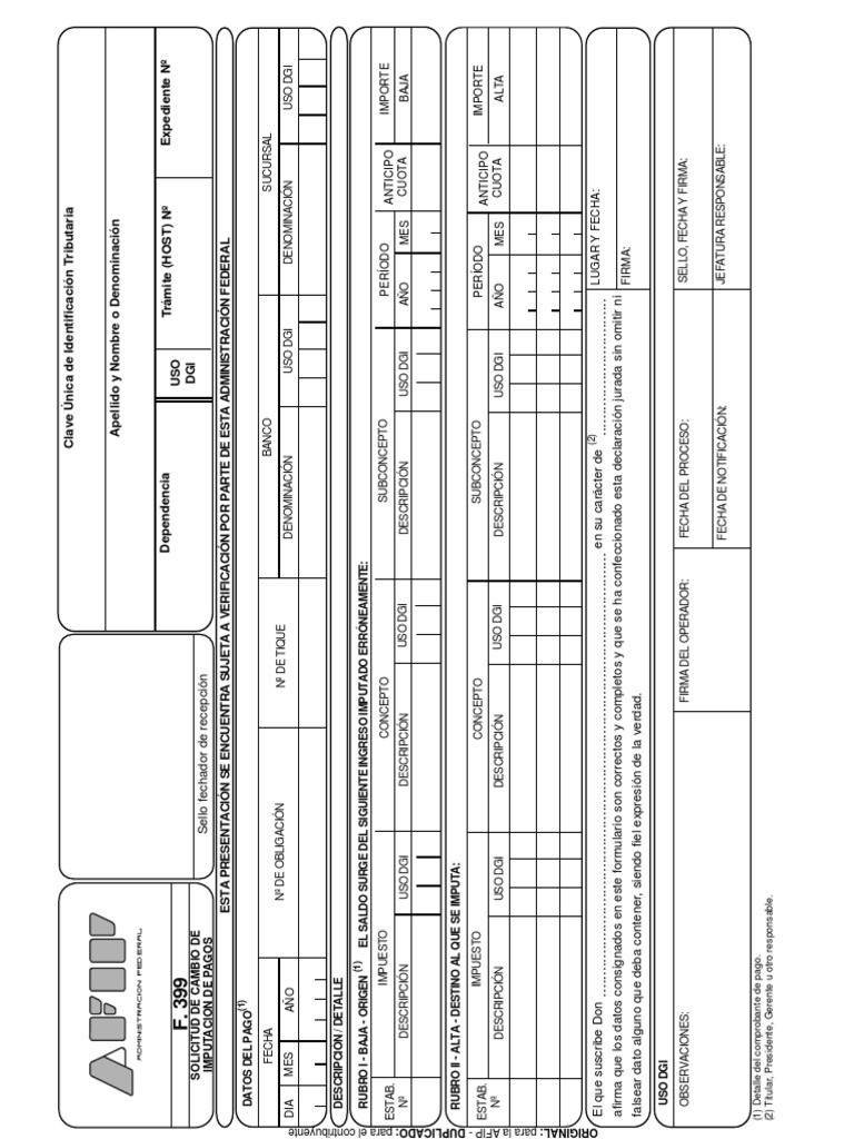 f399 - Formulario AFIP | PDF
