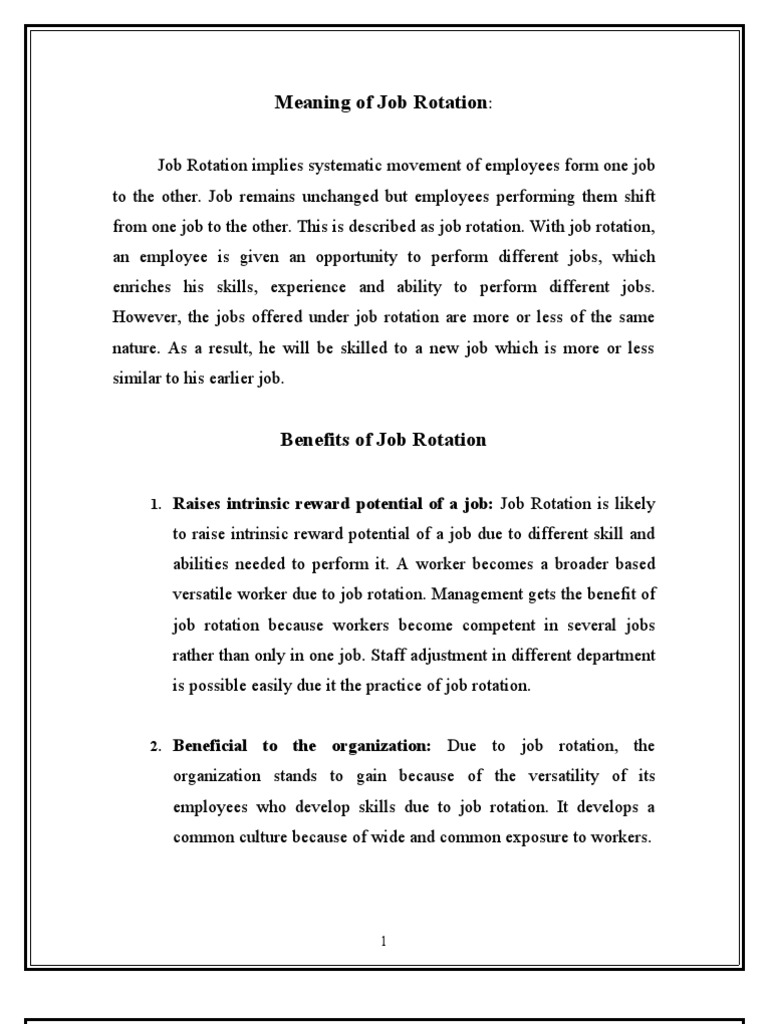 Job Rotation and Transfer | PDF | Employment | Psychology