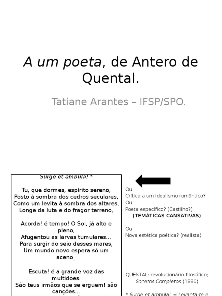 A Um Poeta, de Antero de Quental | PDF