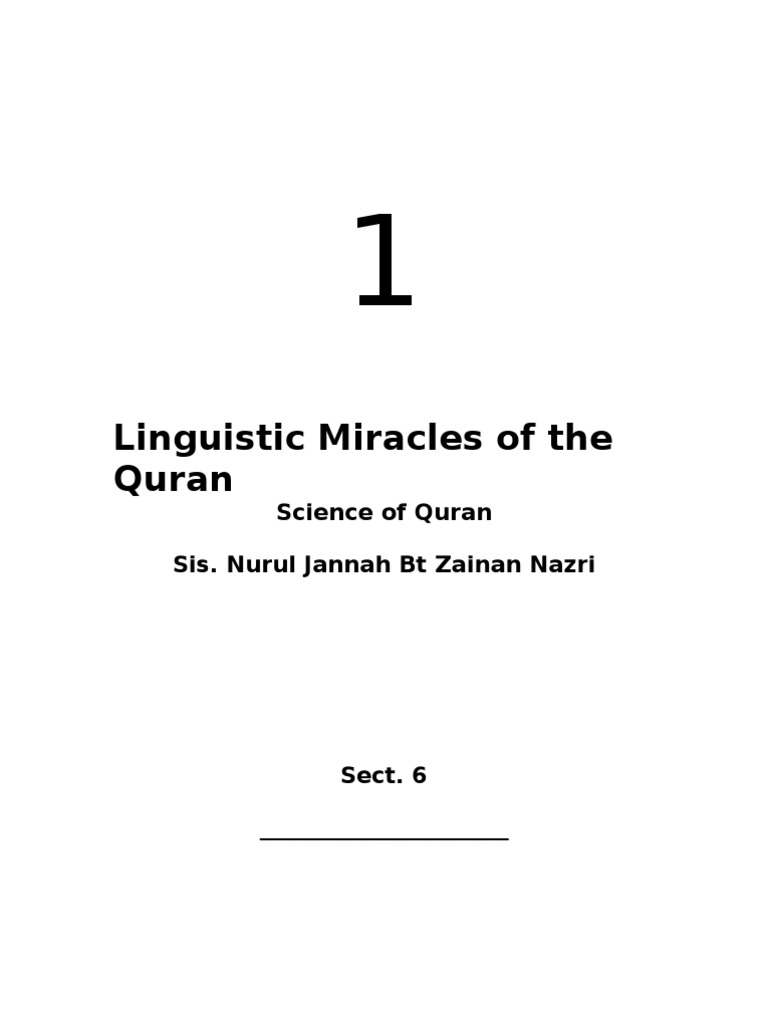 Lingustic Miracles of The Quran | PDF | Quran | Islam